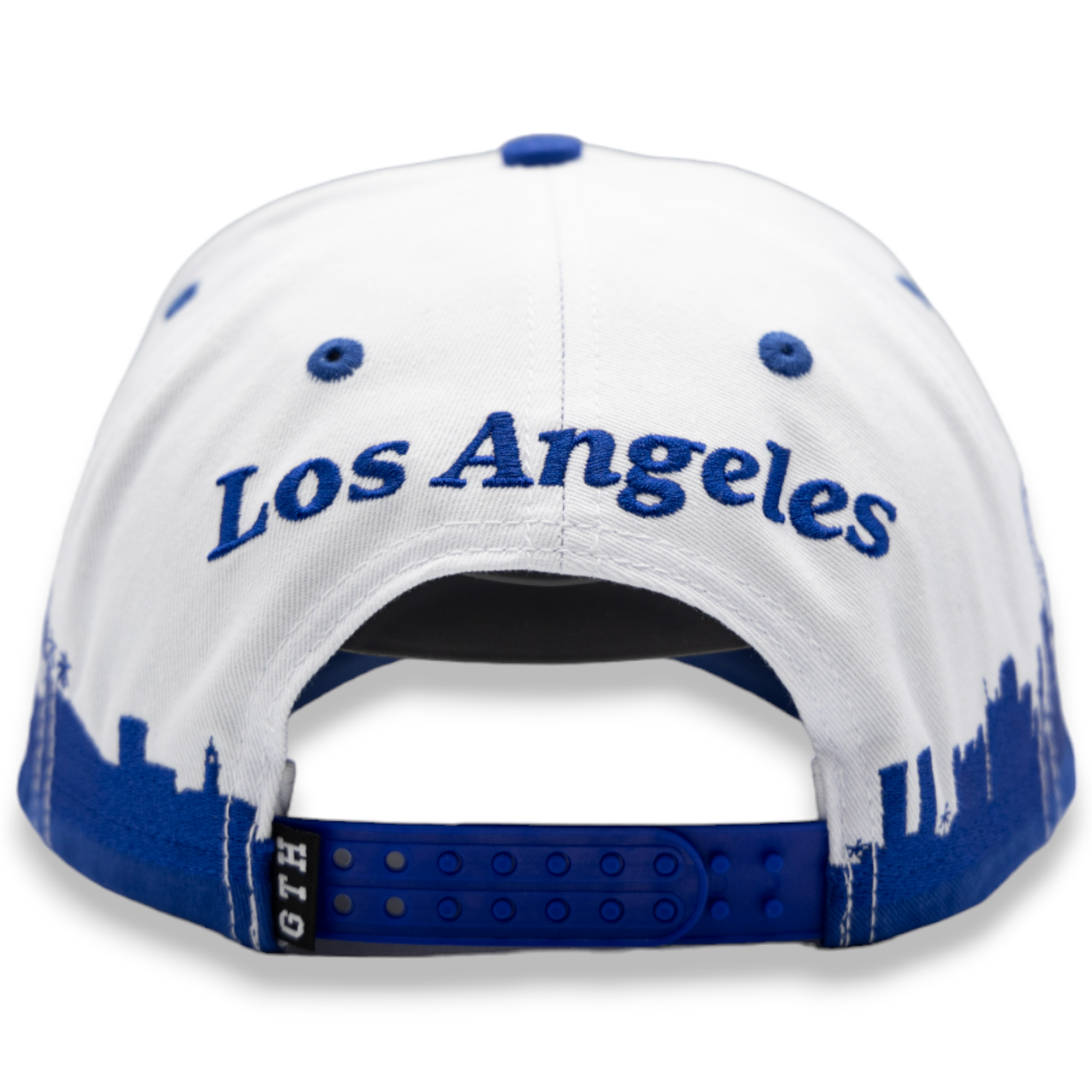 Glo Gang Skyline Snapback Hat – White/Royal Blue